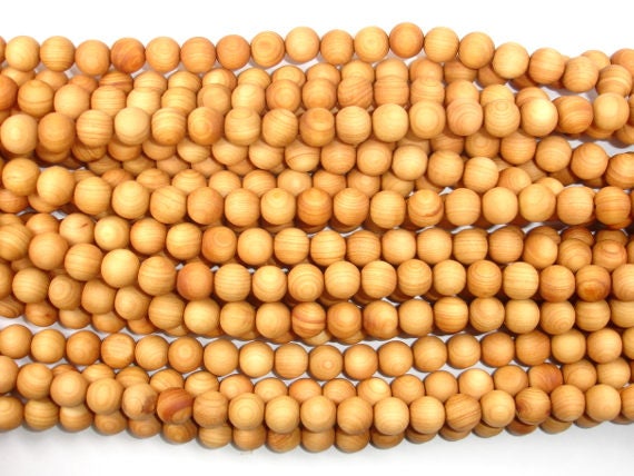 Cedar Wood Beads, Thuja Sutchuenensis, 8mm, Round | RainbowBeads ...